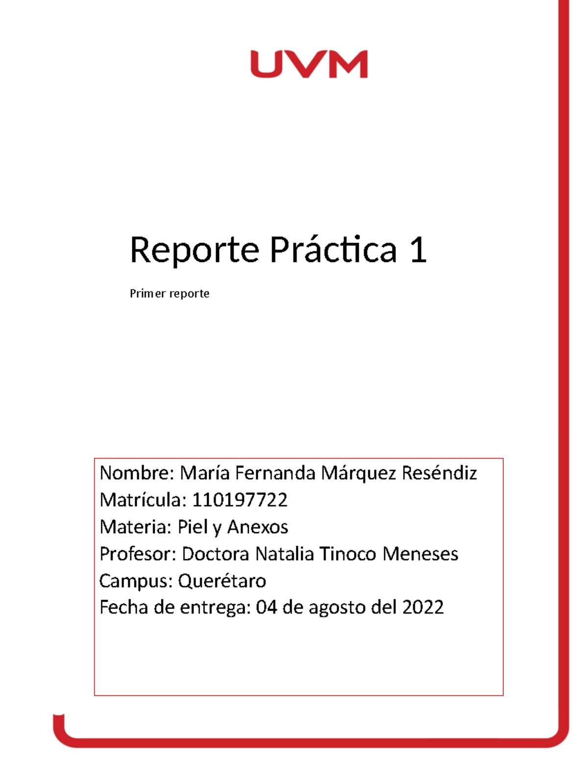 Reporte 1 Marquez Resendiz Maria Fernanda - Primer reporte ti Nombre ...