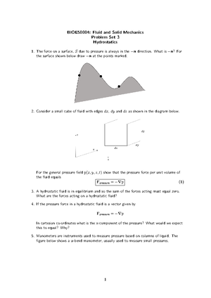 Fluid-Problem-8 - Fluid Mechanics Problem 8 - BIOE50004: Fluid and ...