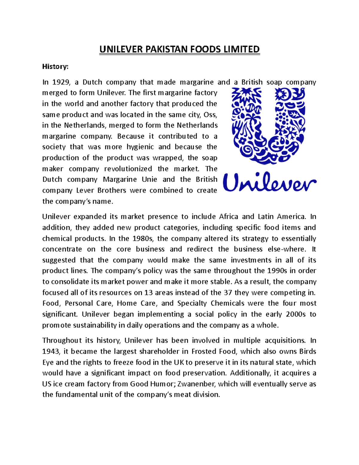 Unilever - ass - Bachelor Science in Computer Science - UOL - Studocu