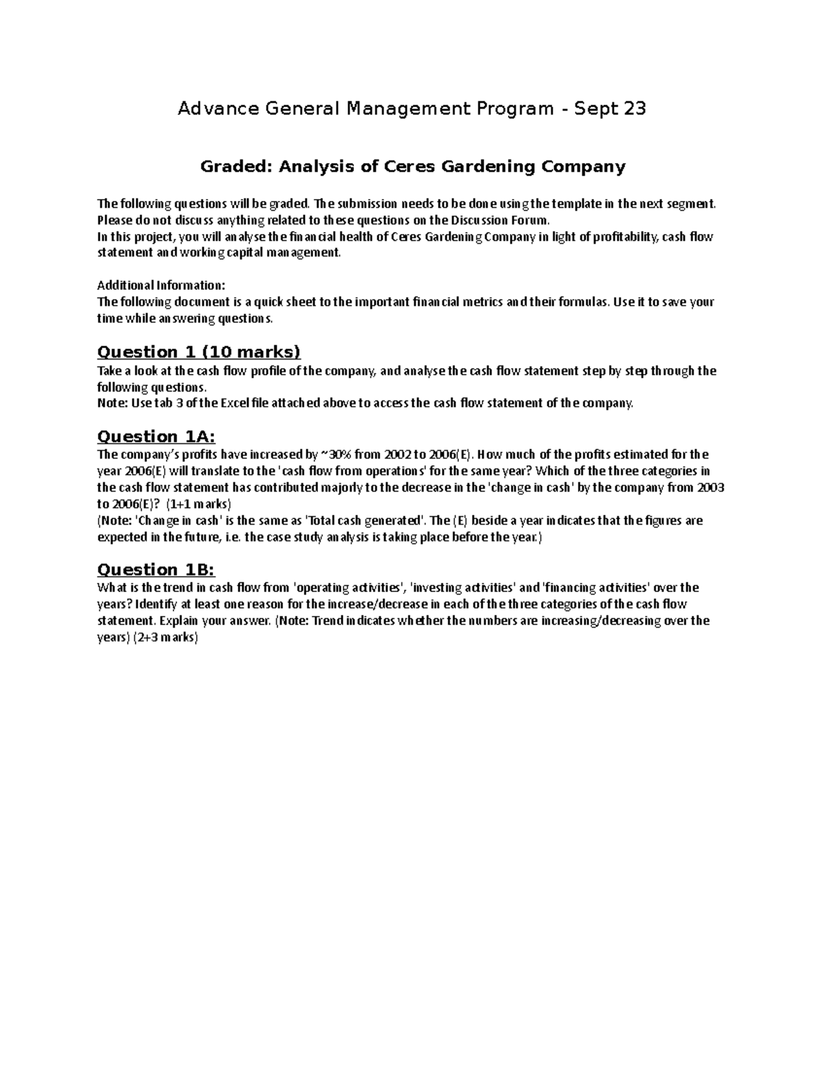 Graded project submission - Advance General Management Program - Sept ...