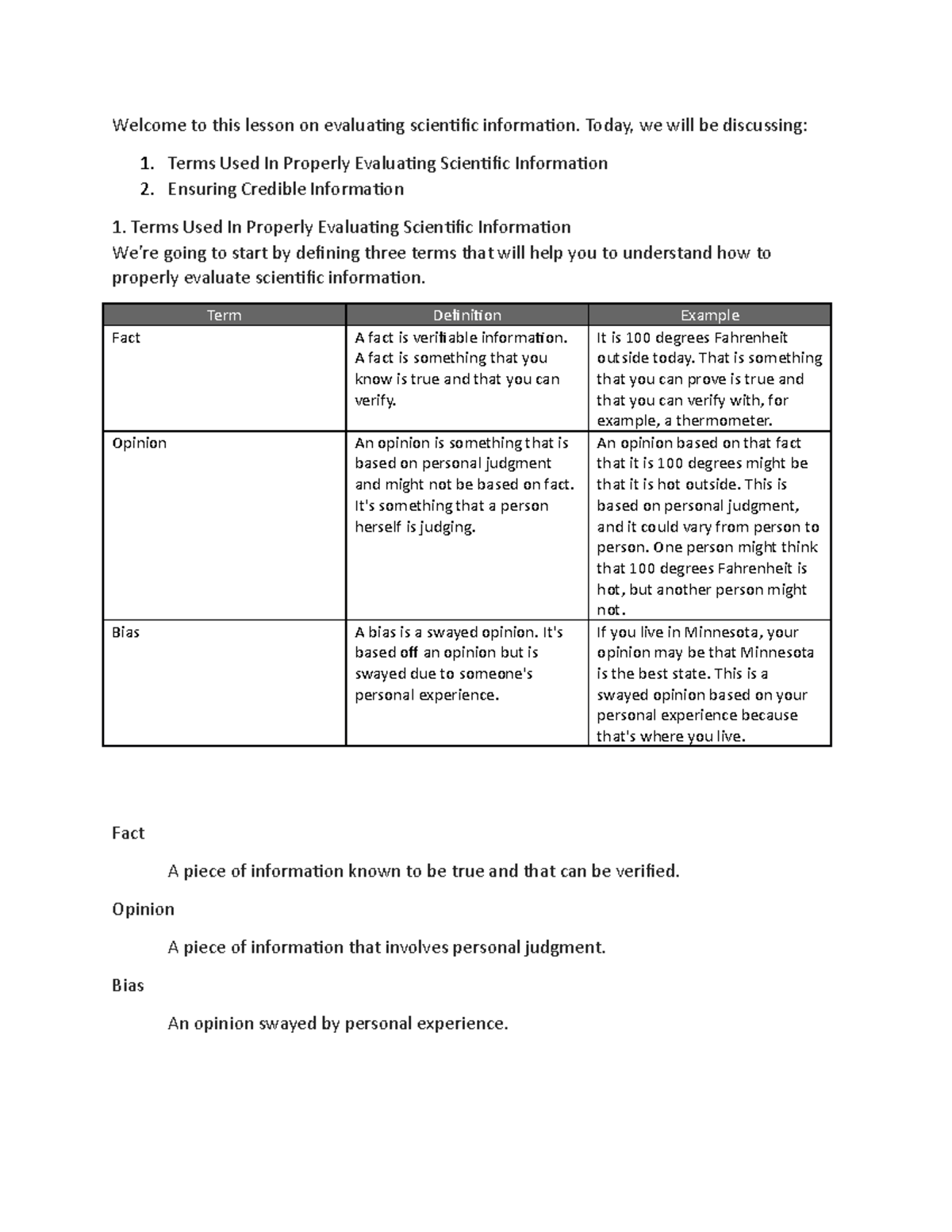 Bio2 - coursework - Welcome to this lesson on evaluating scientific ...