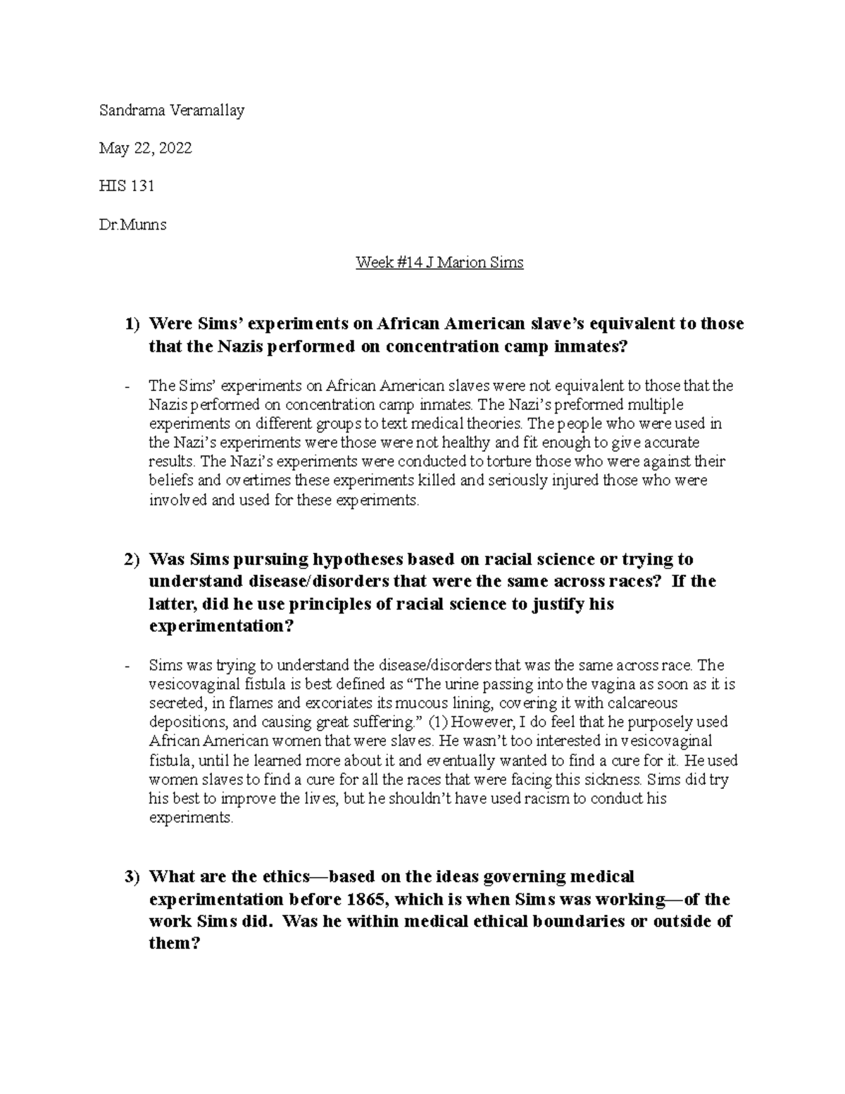 WEEK#14 J Marlon Sims - Professor: David Munns - Sandrama Veramallay ...