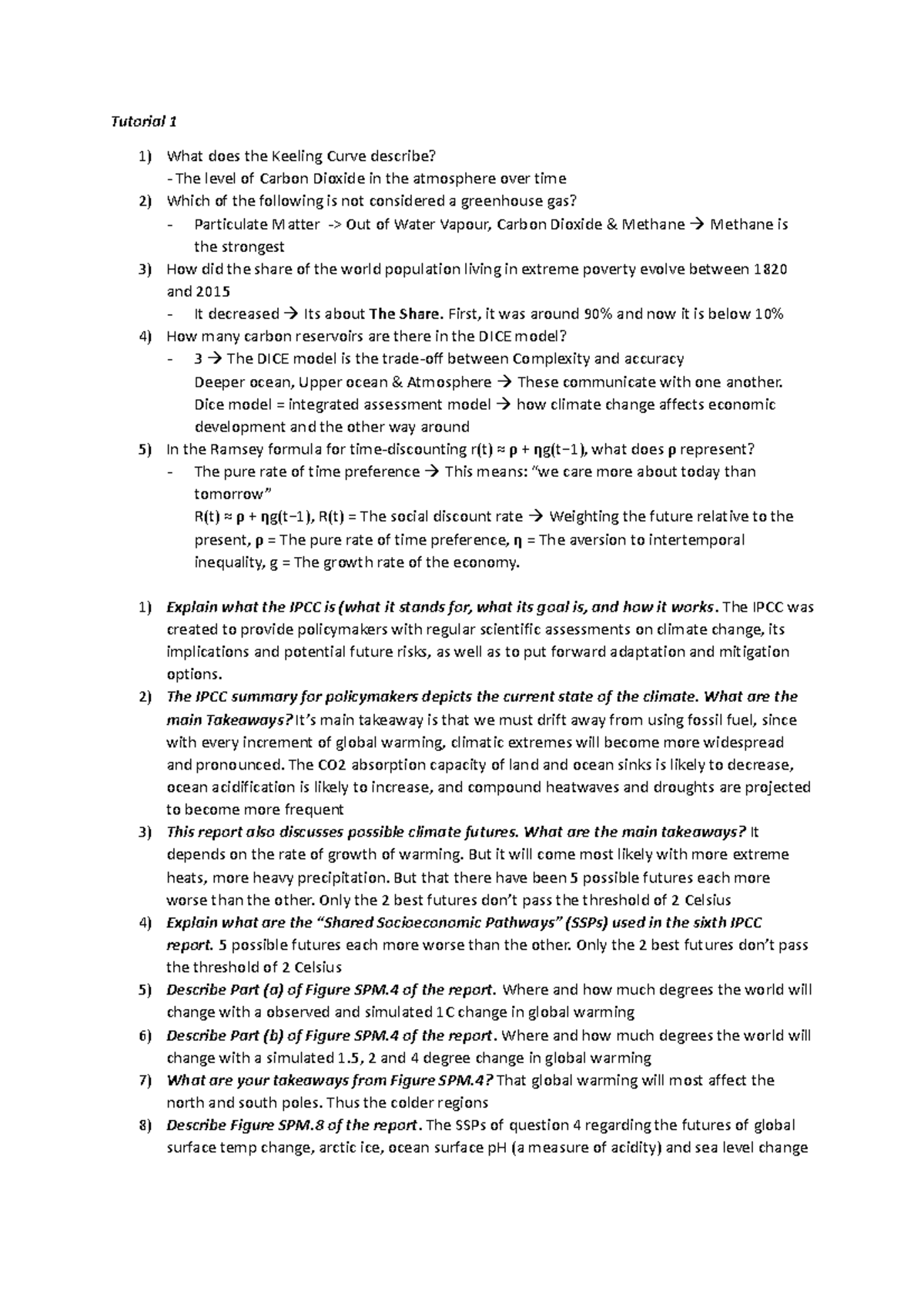 Economics of climate change tutorial 1 - Tutorial 1 1) What does the Keeling Curve describe ...