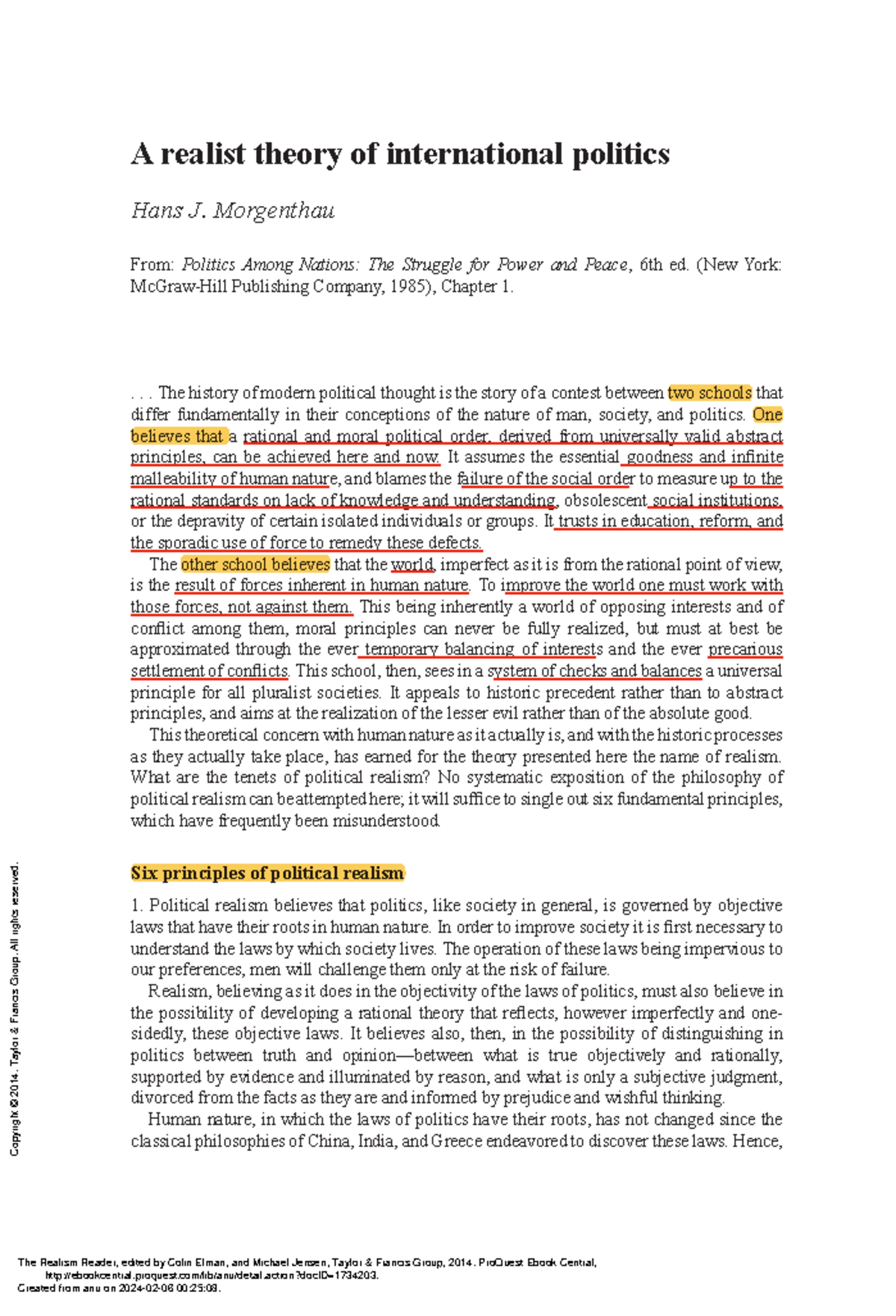 Morgenthau-A realist theory of international politics - A realist ...