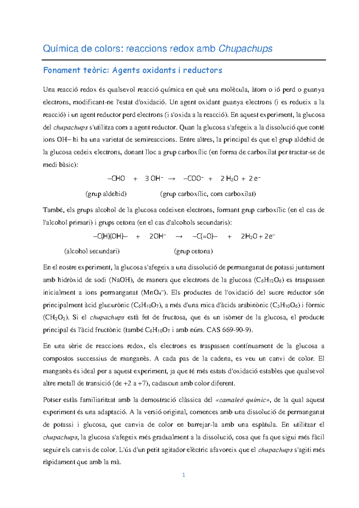 Química de colors reaccions redox amb chupachups - Química de colors ...