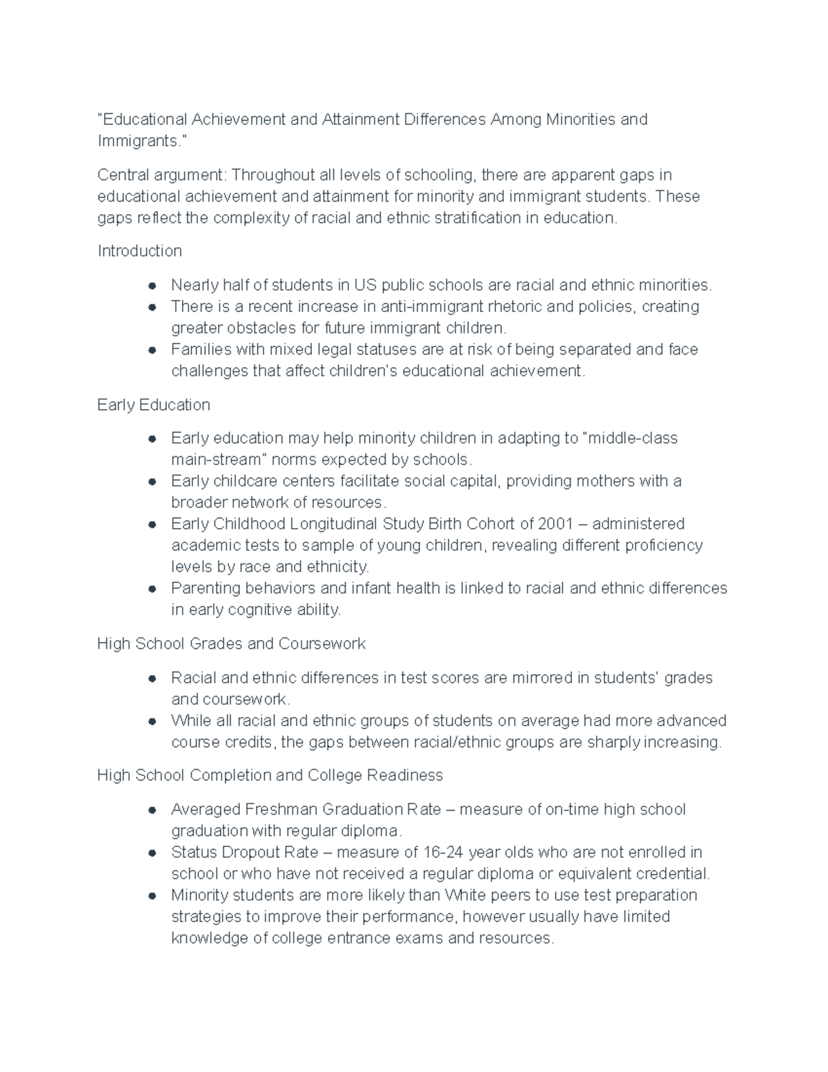 Gaps in Educational Achievement - “Educational Achievement and Attainment Differences Among ...