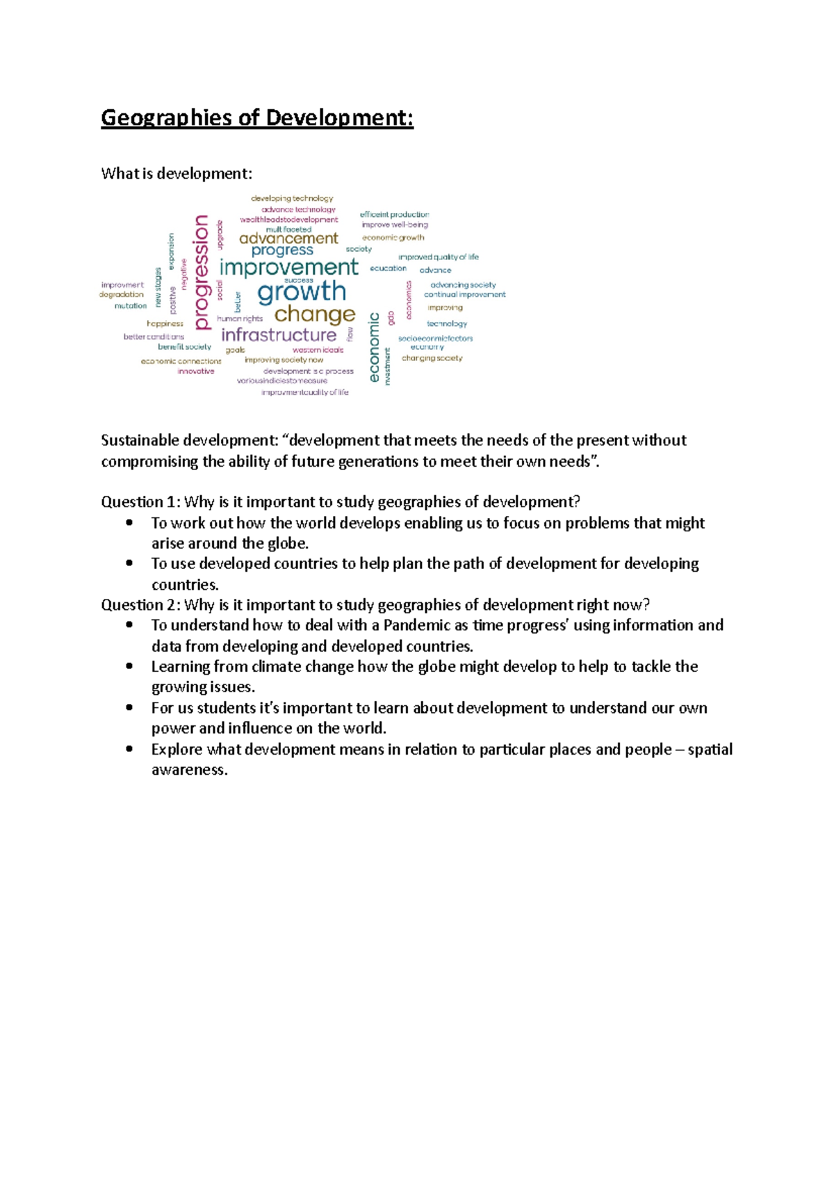 Geo of Dev L1 - Lecture notes 1 - Geographies of Development: What is ...