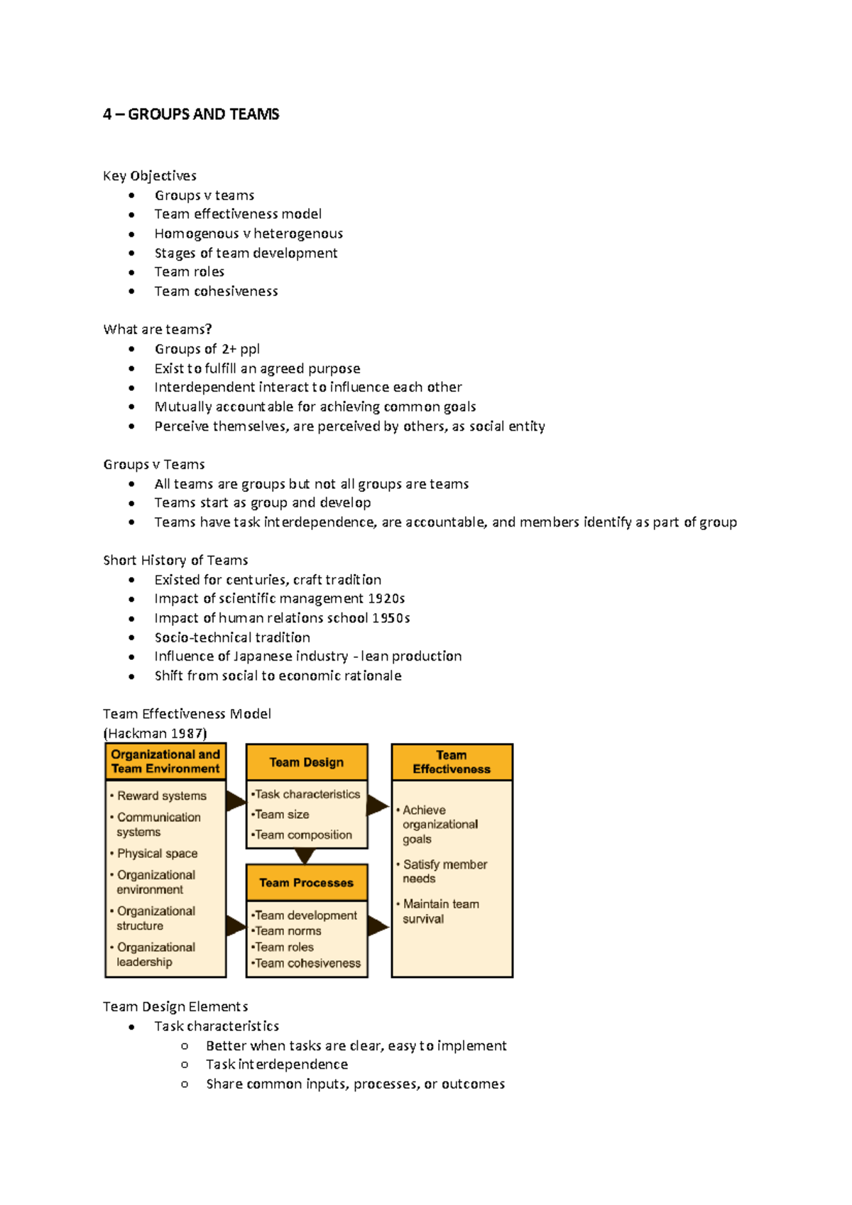 MNGT1001 4 - groups and teams - 4 – GROUPS AND TEAMS Key Objectives ...