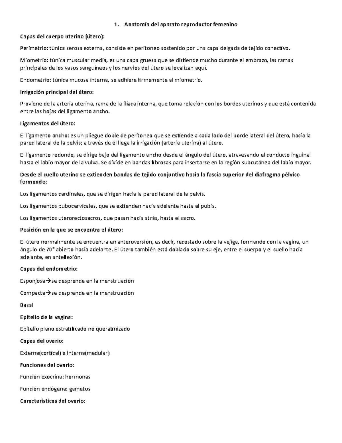 1 anatomia - Anatomía del aparato reproductor femenino Capas del cuerpo ...