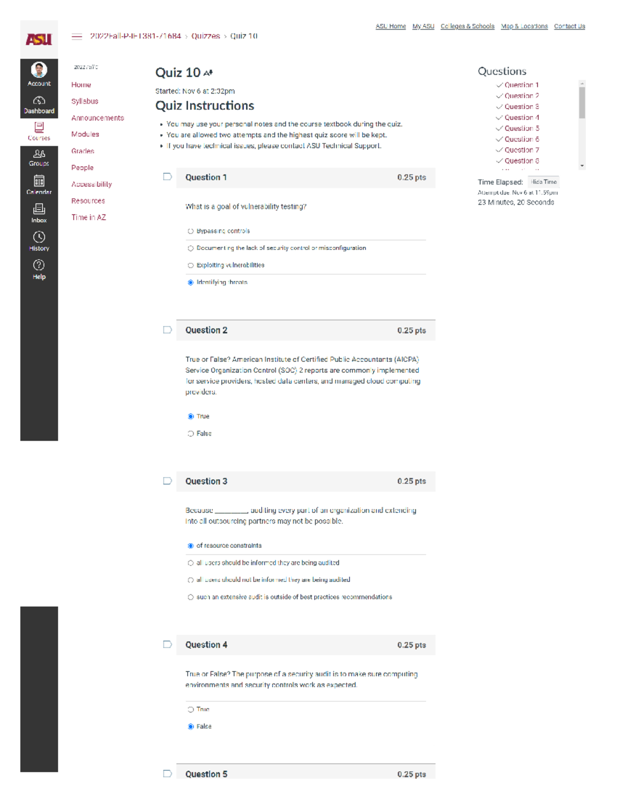 Module 10 quiz set 1 - IFT 481 - Studocu