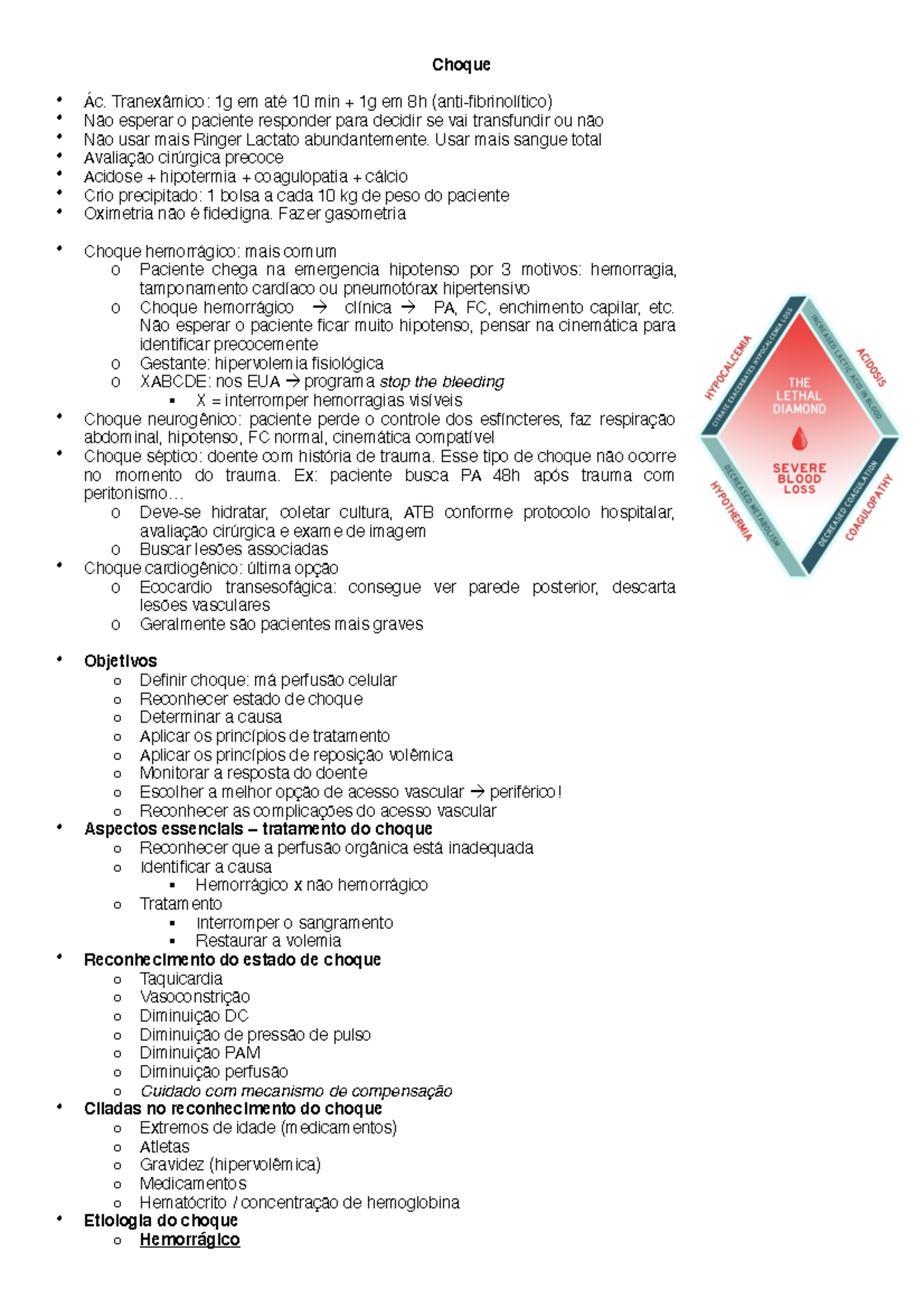 6. Choque - Resumos sobre atendimento ao trauma - Choque Ác ...