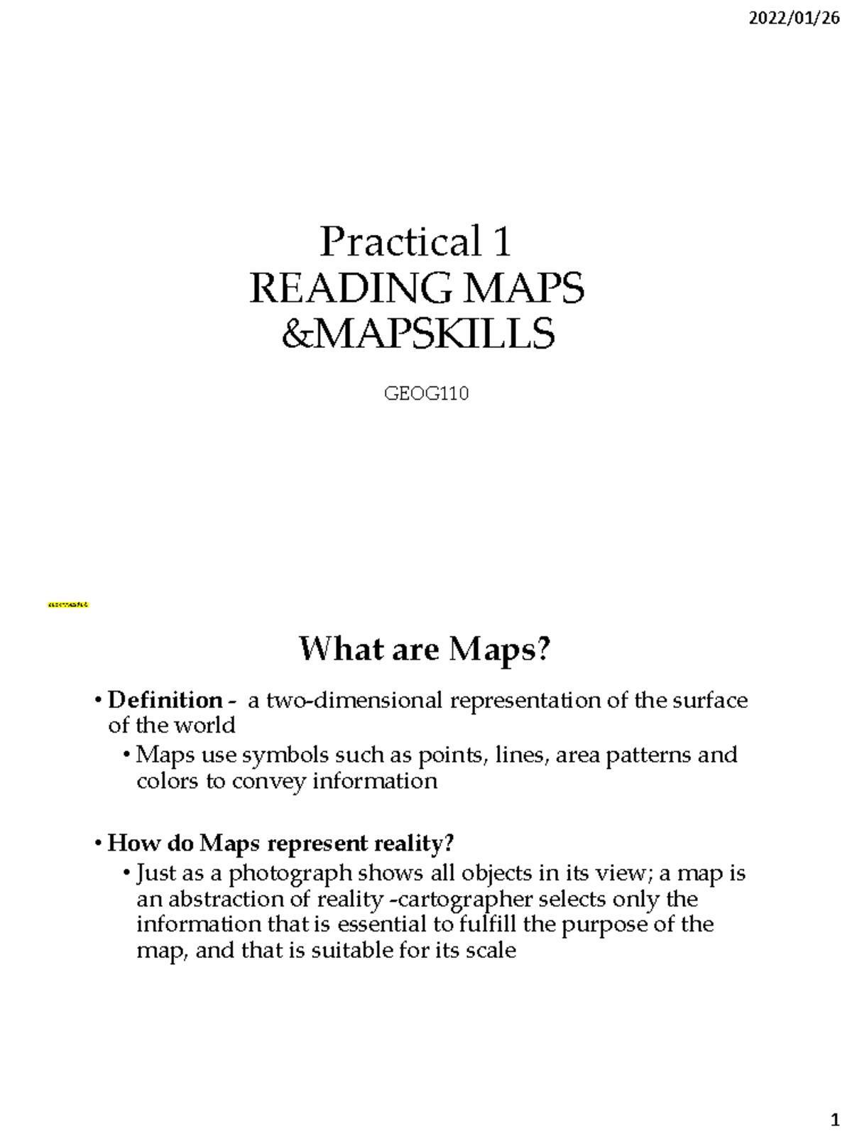 Practical 1 Map Skills preprac - Practical 1 READING MAPS &MAPSKILLS GEOG What are Maps? • - Studocu