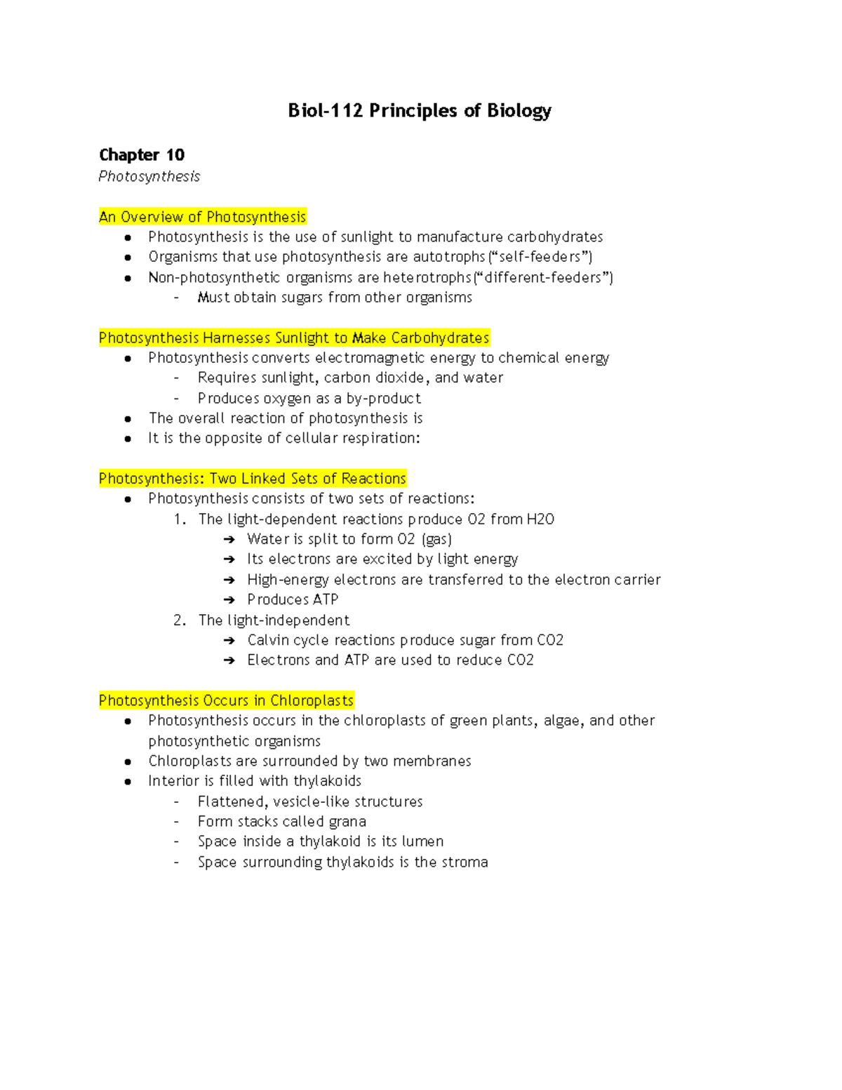 Biol-112 Principles of Biology Chapter 10 - Biol-112 Principles of ...
