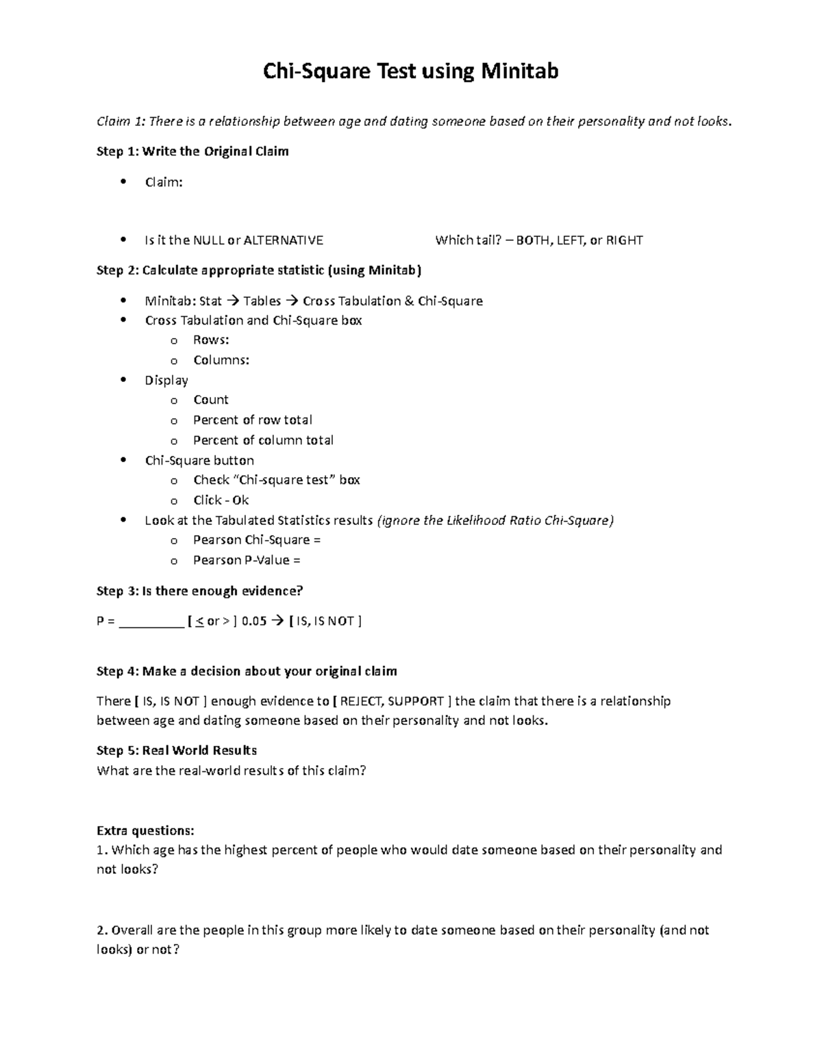 Chi Square Minitab Examples - Chi-Square Test using Minitab Claim 1 ...