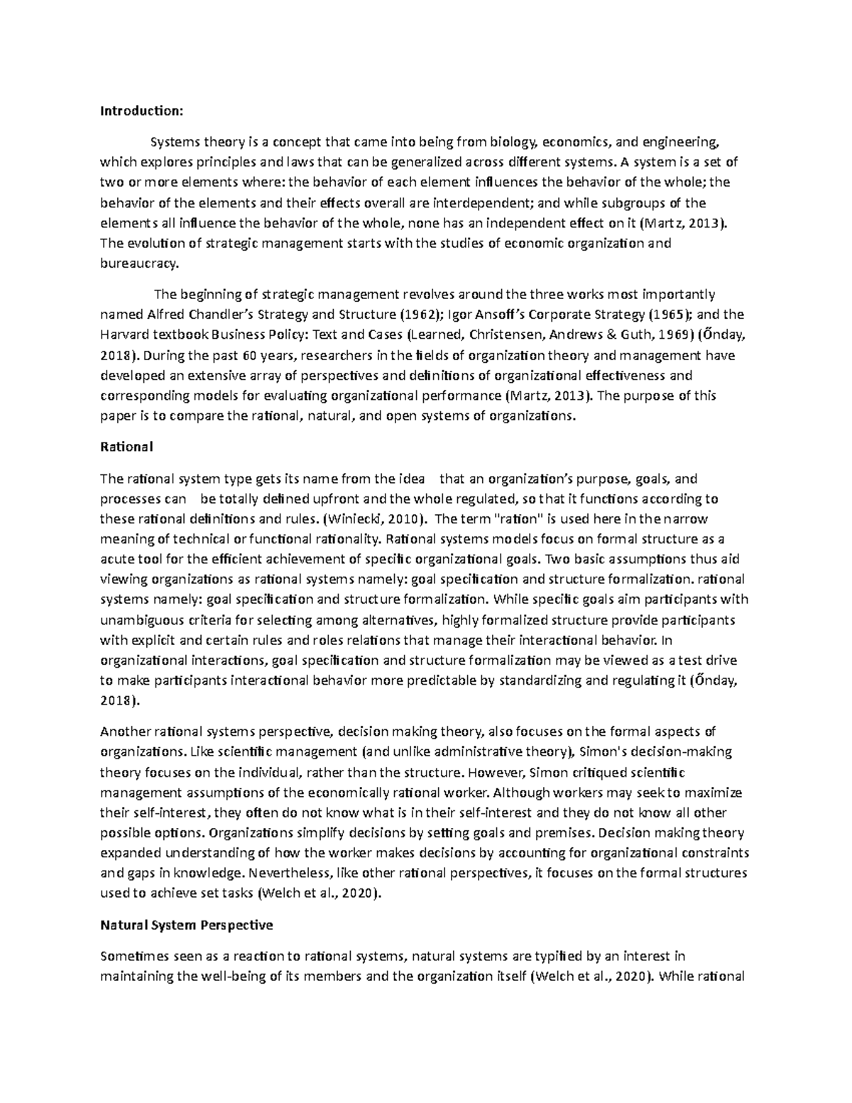 BUS 735. Discussion 1 Notes. 3 - Introduction: Systems theory is a ...