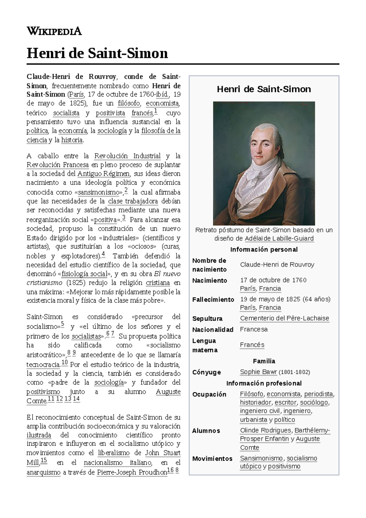 Henri de Saint-Simon - SOCIOLOGIA - Henri de Saint-Simon Retrato ...