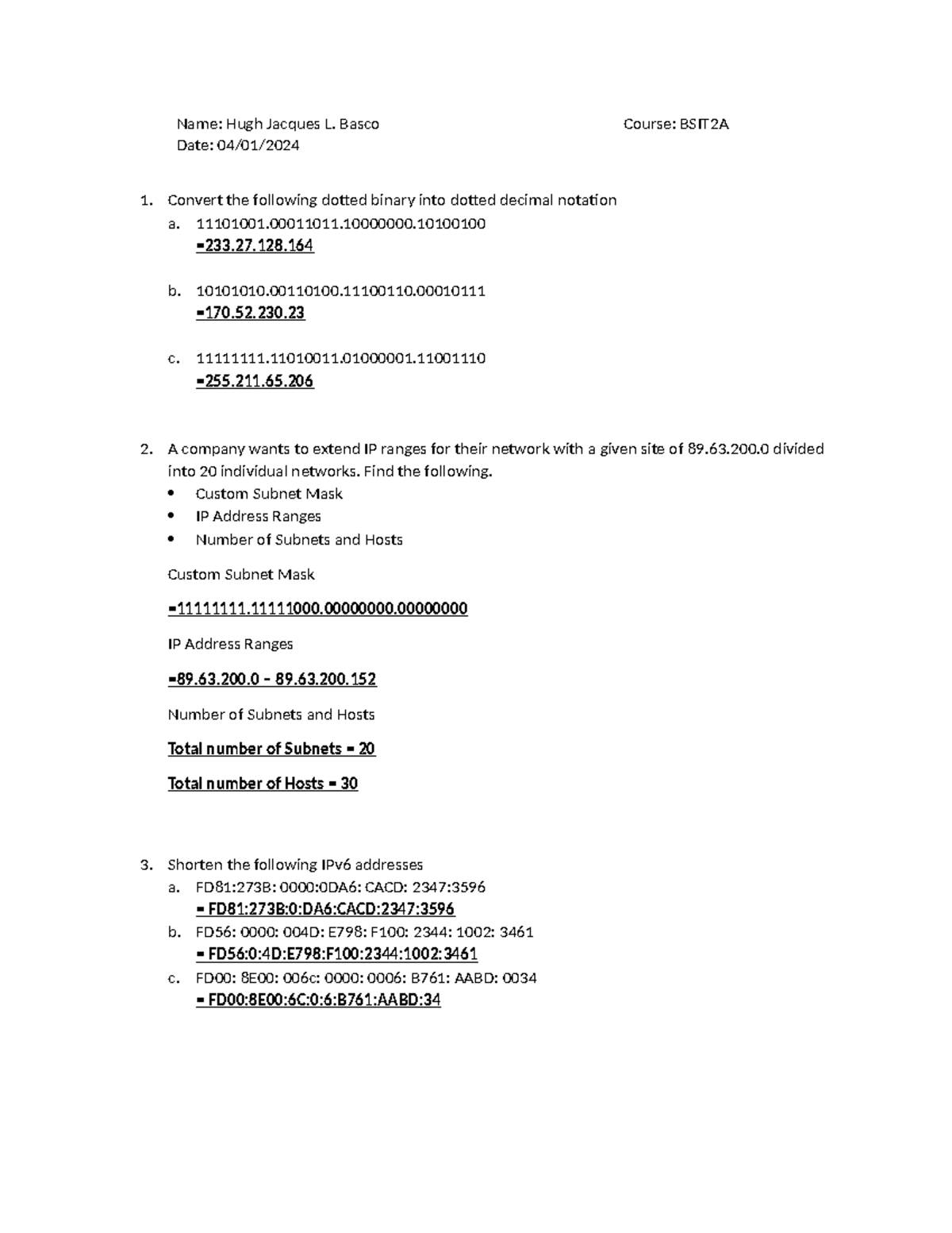 Performance Task 1 Basco Hugh - Name: Hugh Jacques L. Basco Course ... Performance Task 1 Basco Hugh - Name: Hugh Jacques L. Basco Course ...