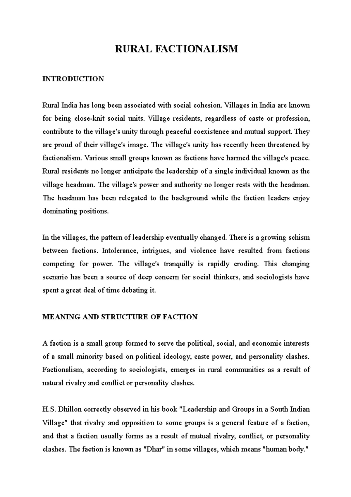 Factionalism Meaning