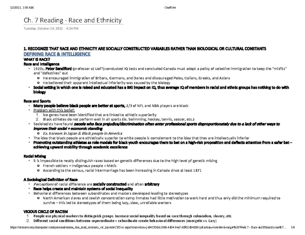Race and ethnicity - reading - Ch. 7 Reading - Race and Ethnicity ...