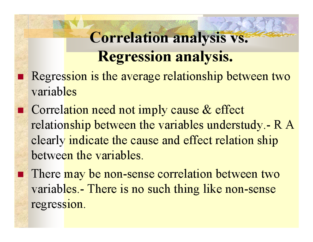 Correlation-61-78 - bknlknio - Correlation analysis vs. Regression ...