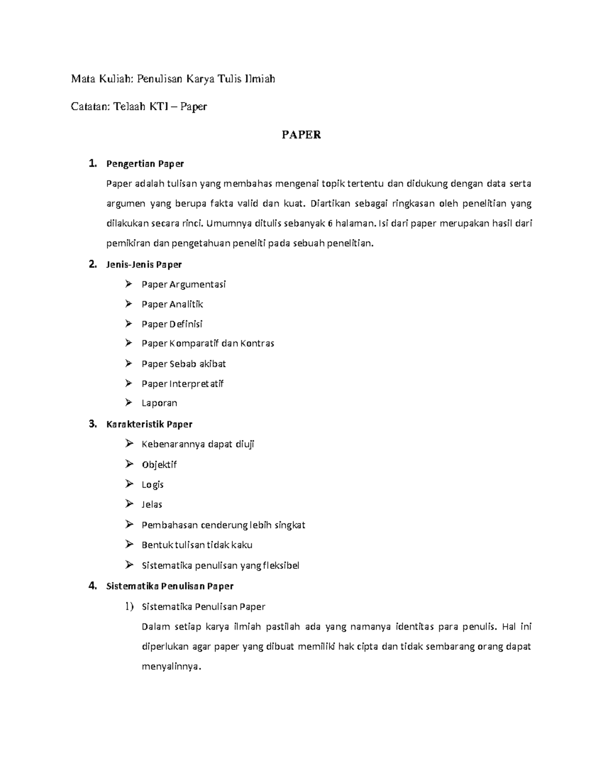 Telaah KTI Paper - Catatan Mata Kuliah Penulisan Karya Tulis Ilmiah ...