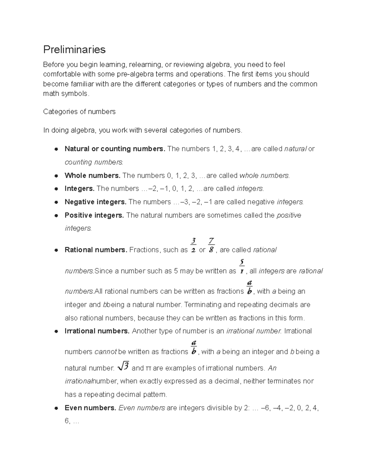 Preliminaries - Preliminaries Before you begin learning, relearning, or ...