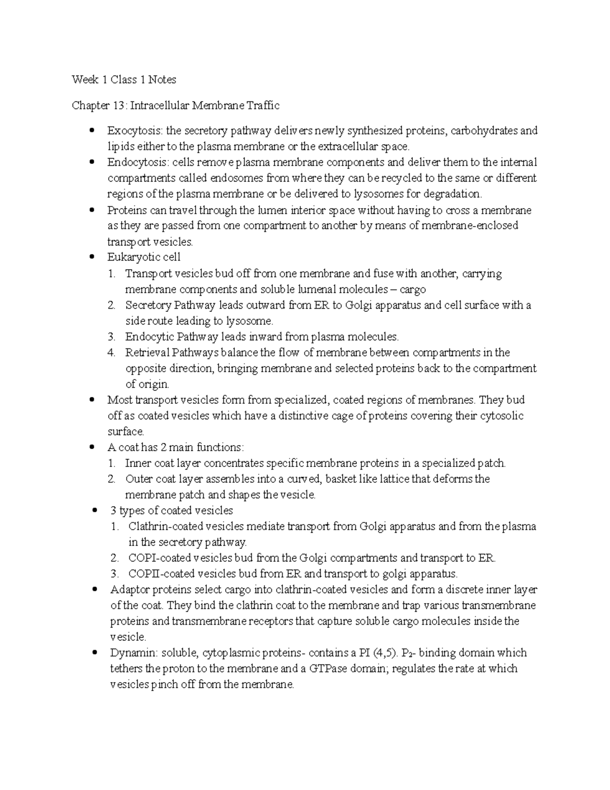 Week 1 Class 1 Lecture Notes - Week 1 Class 1 Notes Chapter 13 ...