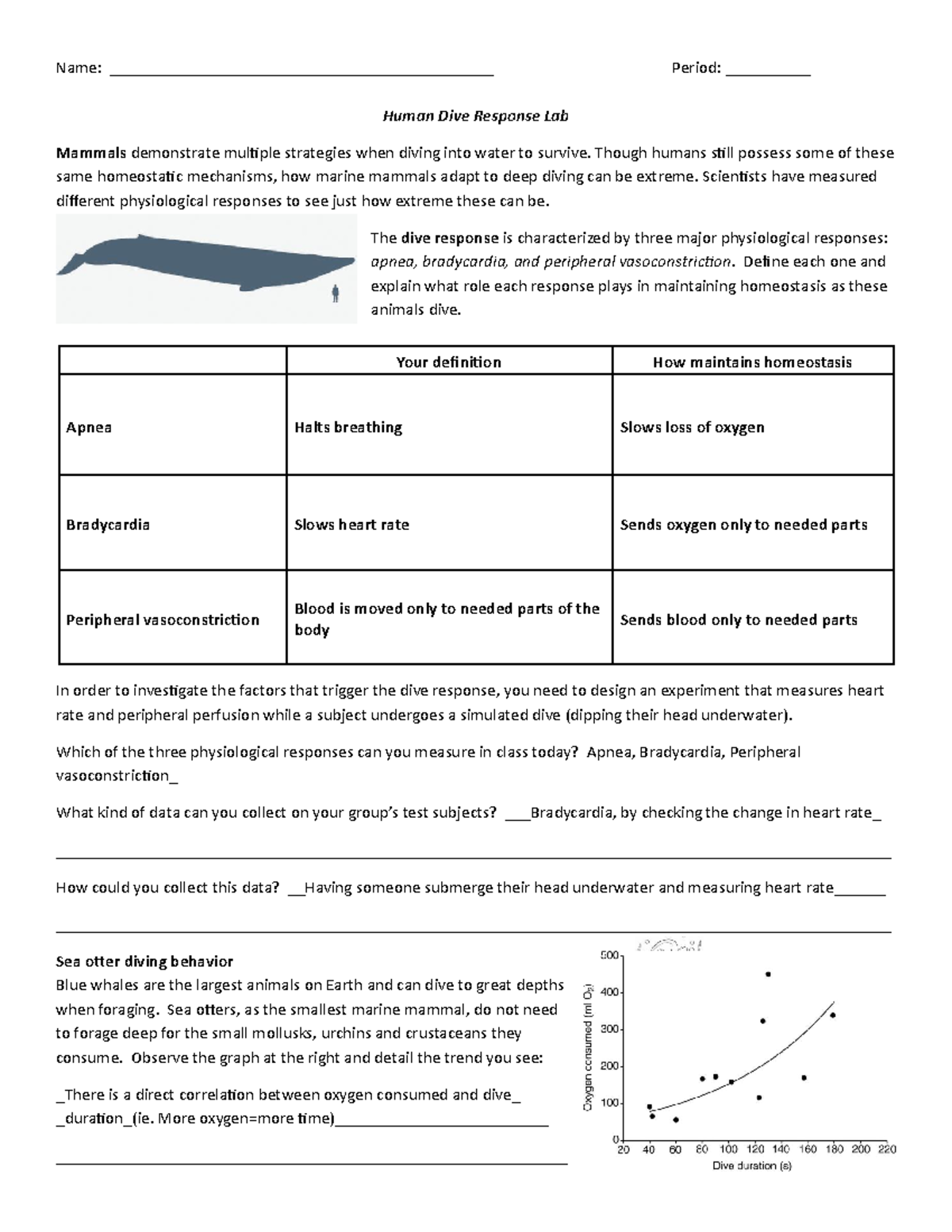 Copy of Homeostasis Human Dive Response Day 1 - Name