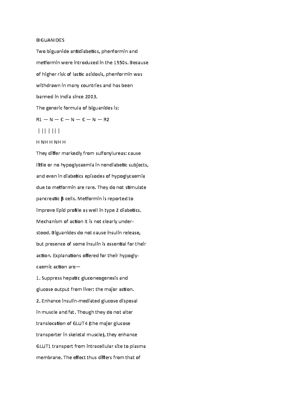 Biguanides notes. - BIGUANIDES Two biguanide antidiabetics, phenformin ...