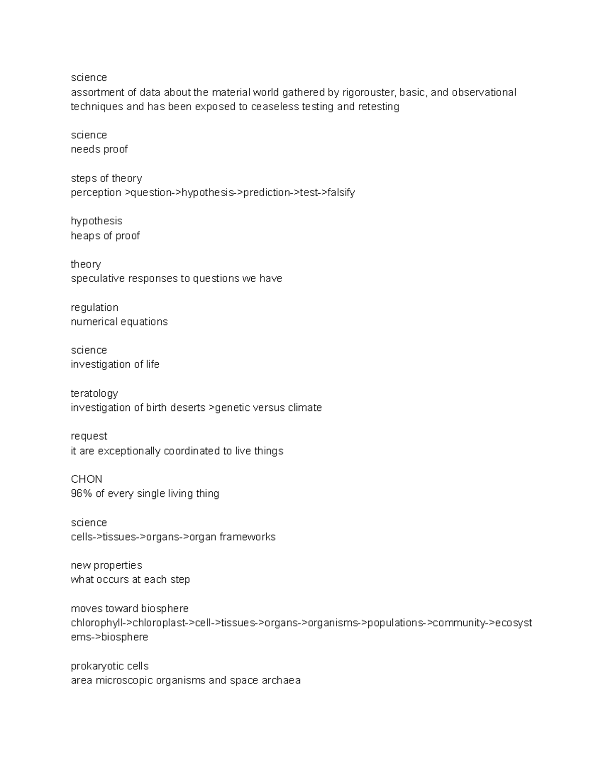 Biology chapter 1 basic vocabulary - science assortment of data about ...