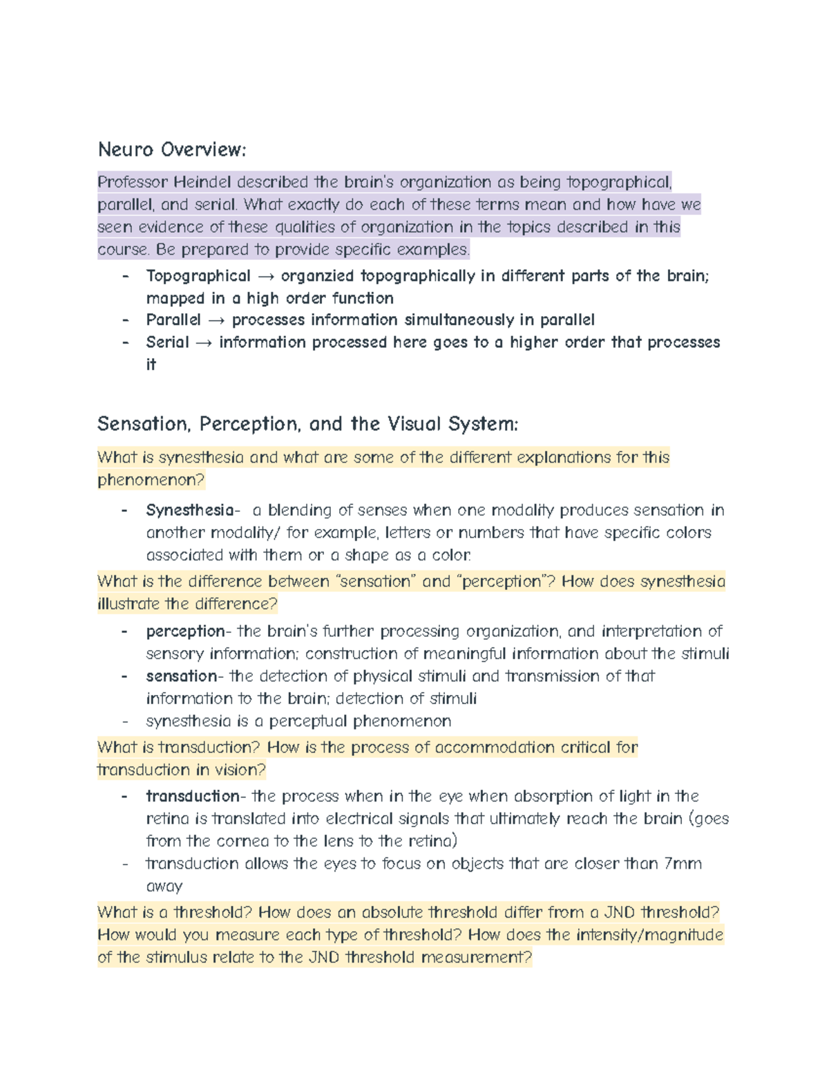 Final exam review clps 10- mind, brain, and behavior - Neuro Overview: Professor Heindel ...