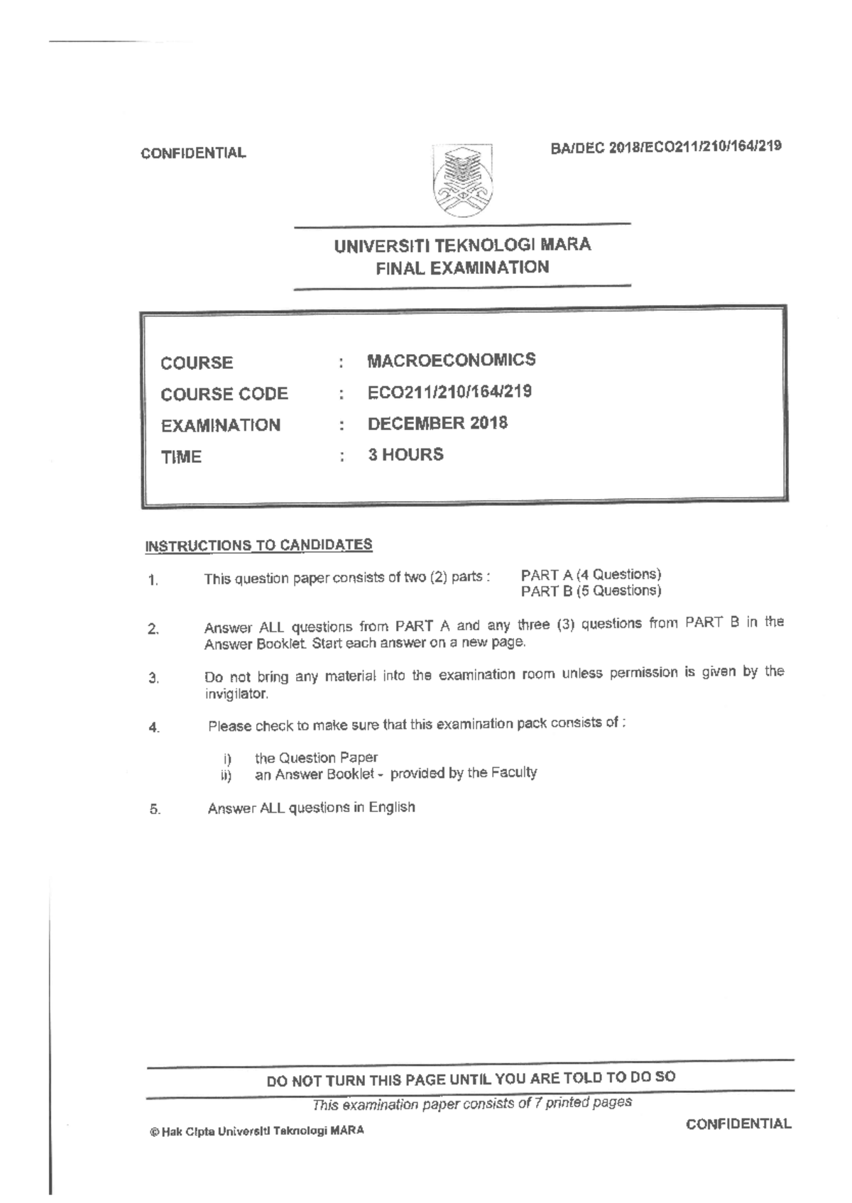 2018 DEC - uitm - Introduction to Statistics - Studocu