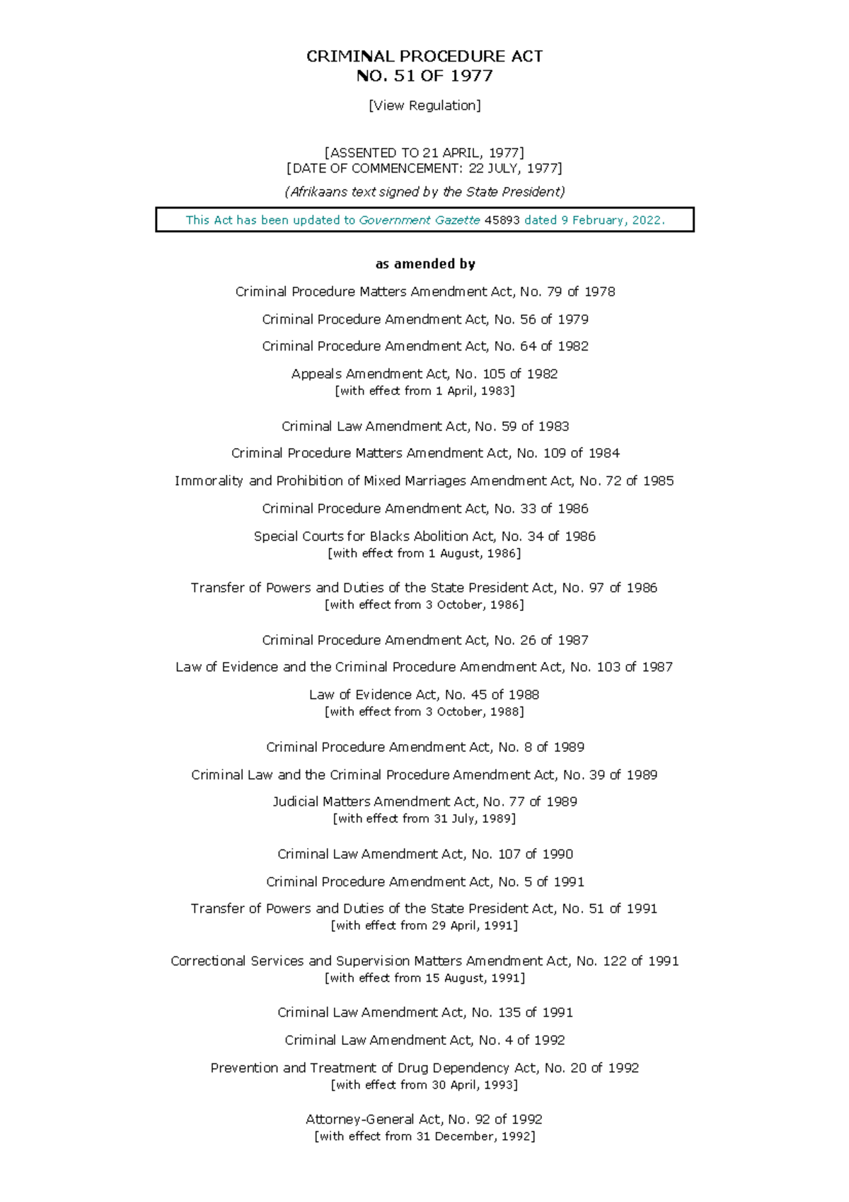 Criminal procedure act - CRIMINAL PROCEDURE ACT NO. 51 OF [View ...
