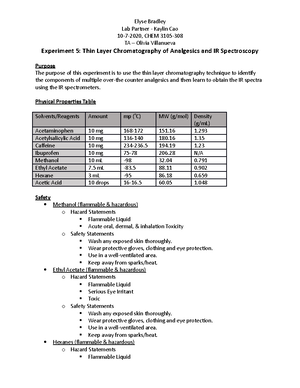 Lab 7 ochem 3105-500 - CHEM 3105 - TTU - Studocu