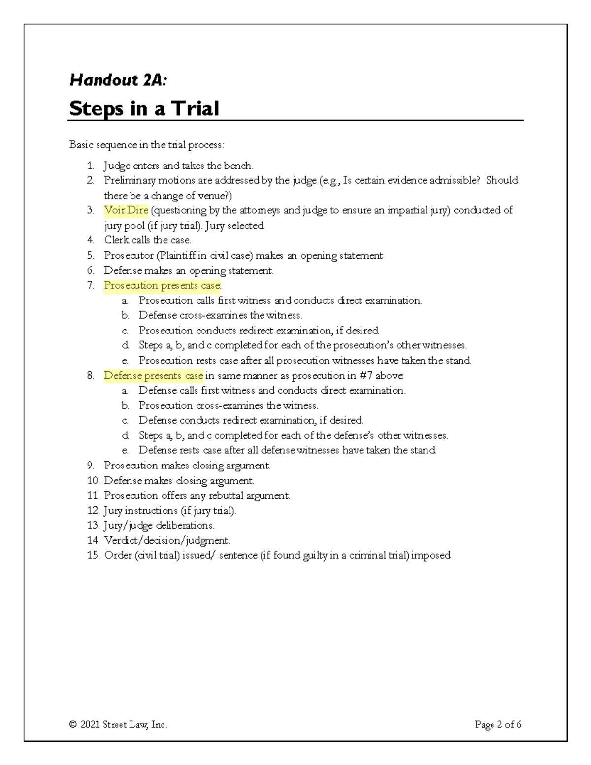 5.4 Steps in a Jury Trial - Handout 2A: Steps in a Trial Basic sequence ...