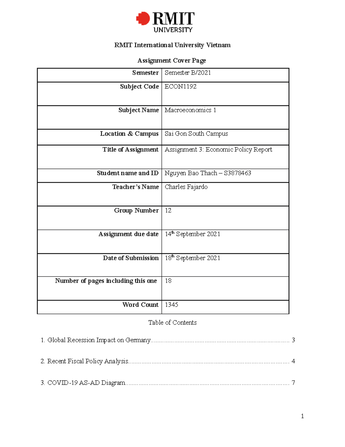 Macroeconomic - A3 - Assignment 3 - RMIT International University ...