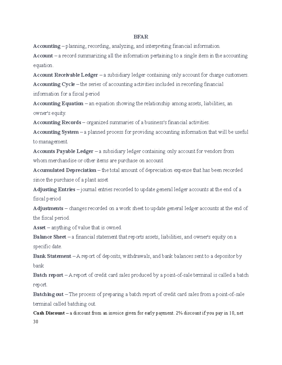 BFAR - reviewer for basic accounting - BFAR Accounting – planning ...