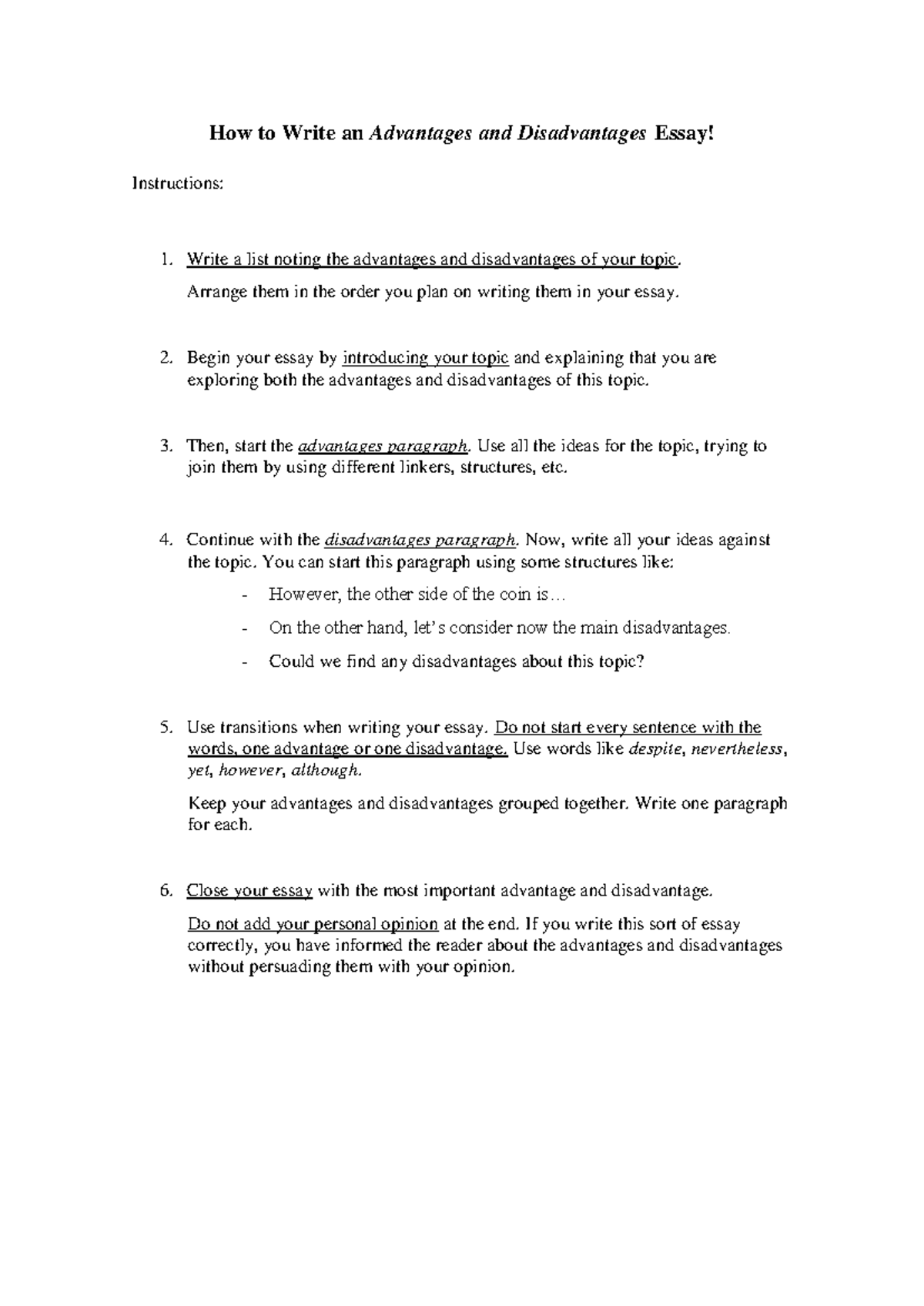 Advantages and Disadvantages Essay - How to Write an Advantages and ...