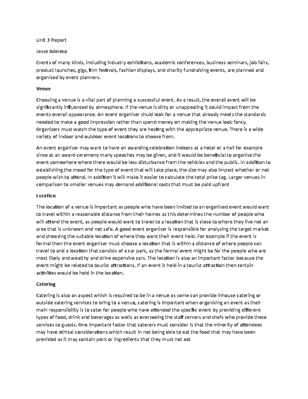 Miss Hassan Unit 4 - Unit 4 report - Unit 3 Report Jesse Adeleke Events ...