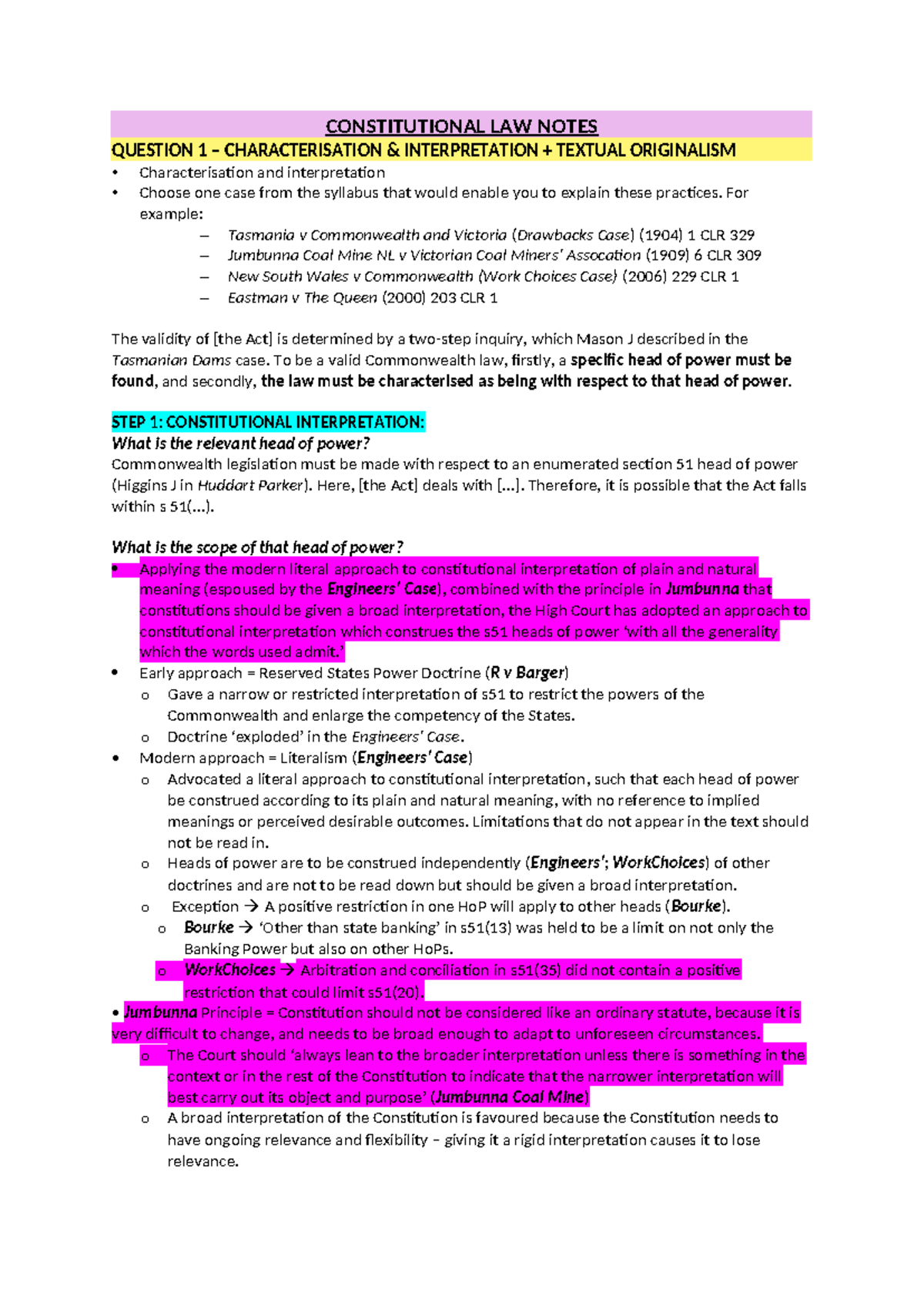 Constitutional LAW EXAM Notes - CONSTITUTIONAL LAW NOTES QUESTION 1 ...