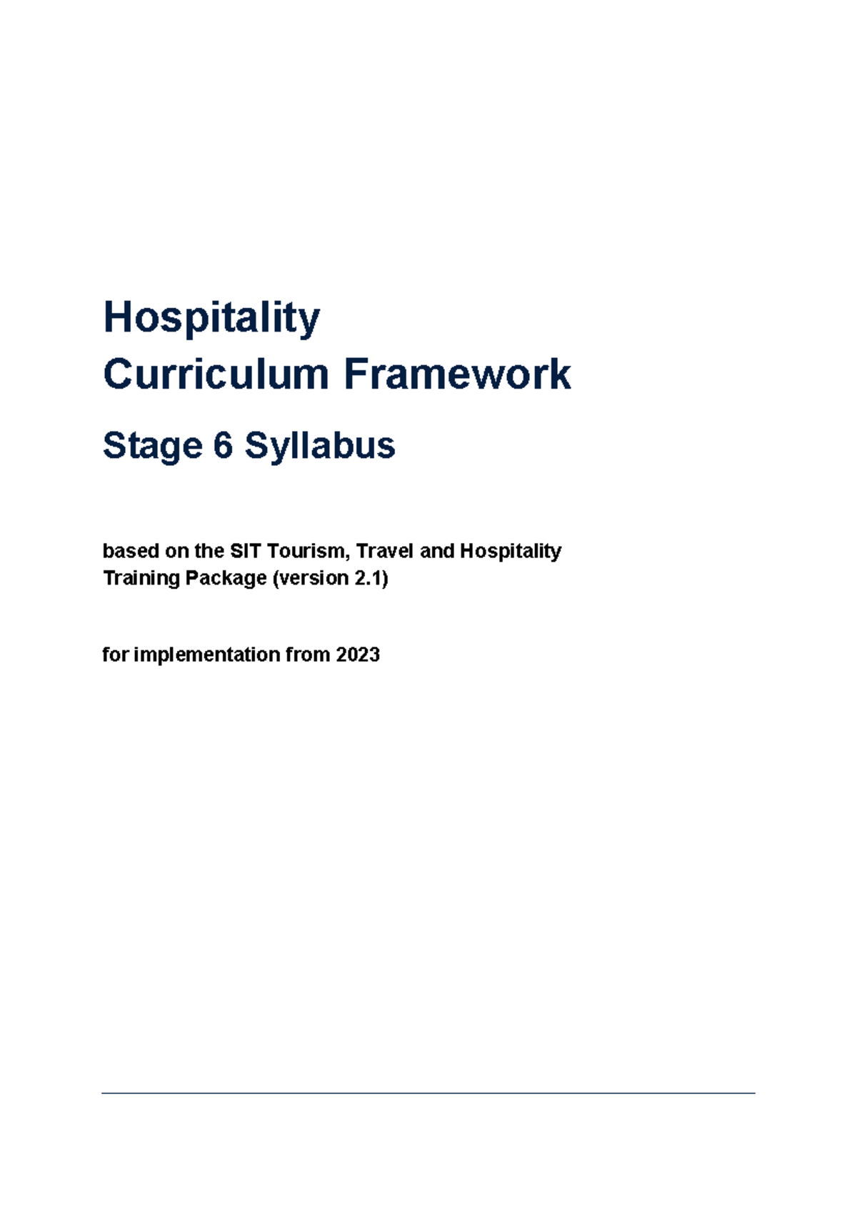 Hospitality+Curriculum+Framework+Syllabus+SITv2 - Hospitality ...