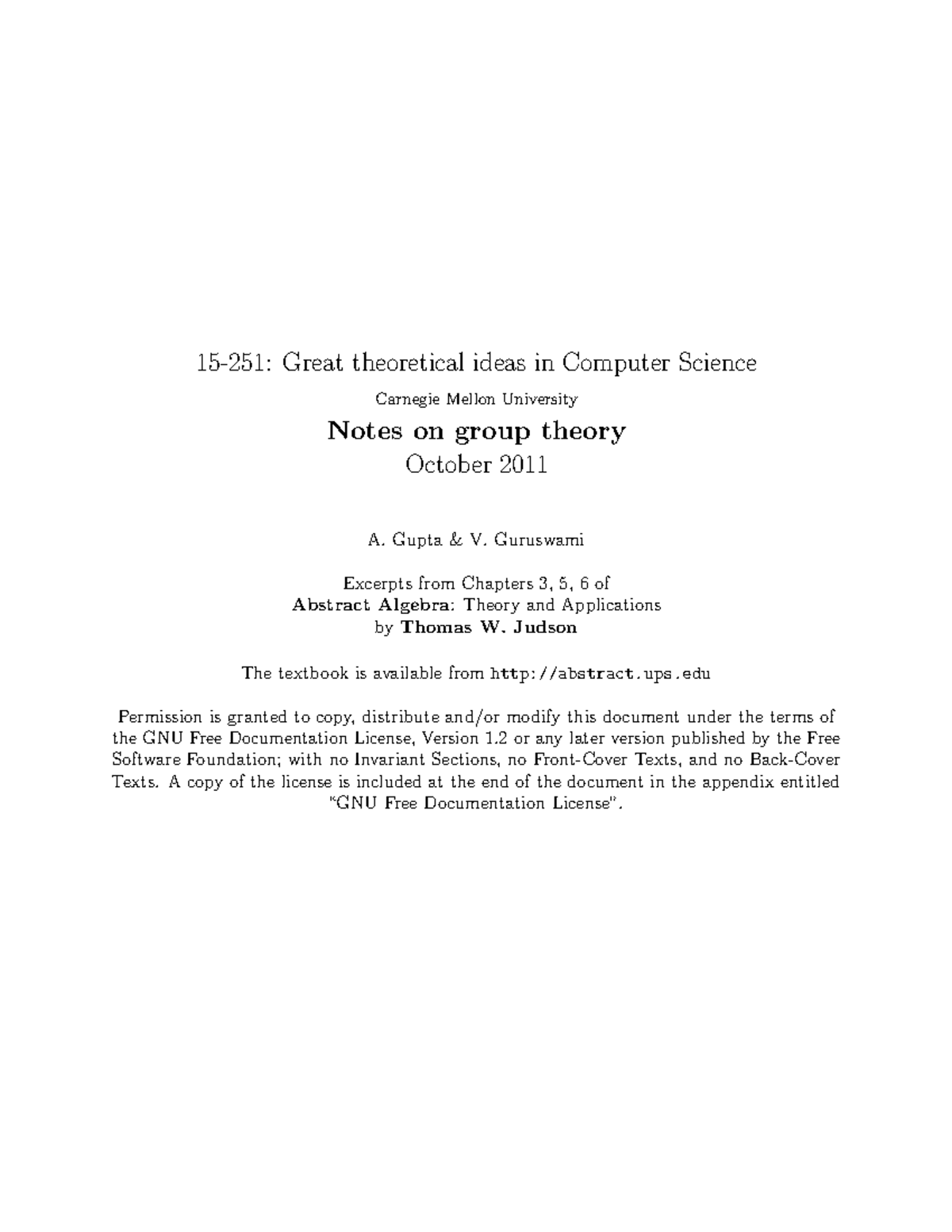 Group-theory-notes - Group theory definitions - 15-251: Great ...