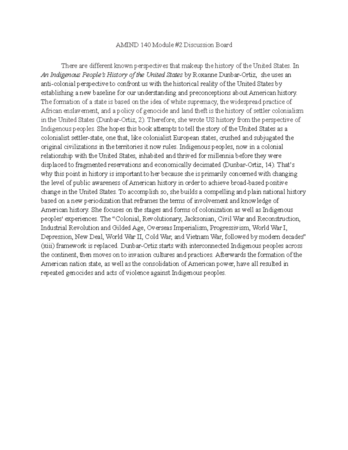 Amind 140 Module #2 - Discussion Post - AMIND 140 Module #2 Discussion ...