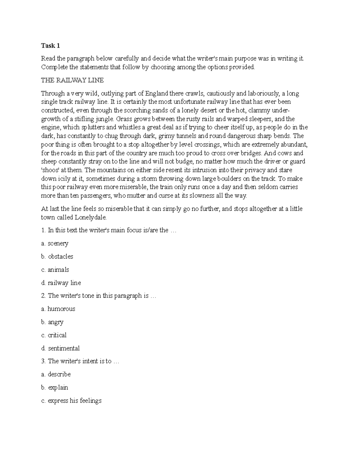 Unit 5. The Author’s Purpose Task 1 - Task 1 Read the paragraph below ...