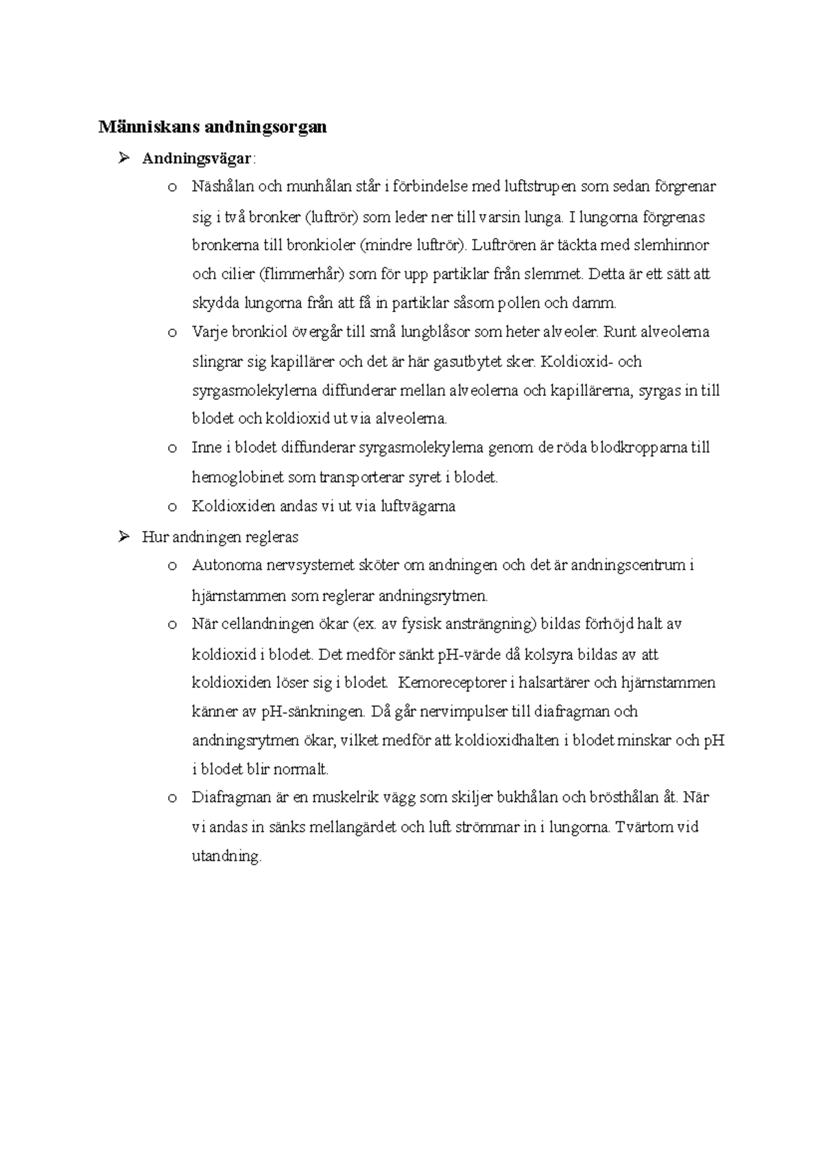 Andningsorgan - Människans andningsorgan Andningsvägar : o Näshålan och ...
