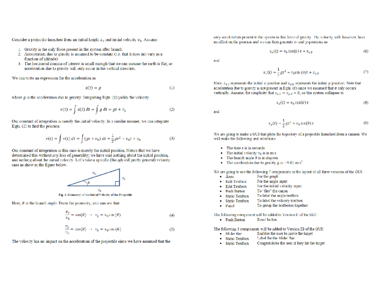 Cmpsc 200 Assessment 13 Consider A Projectile Launched From An Initial Height Xo And Initial
