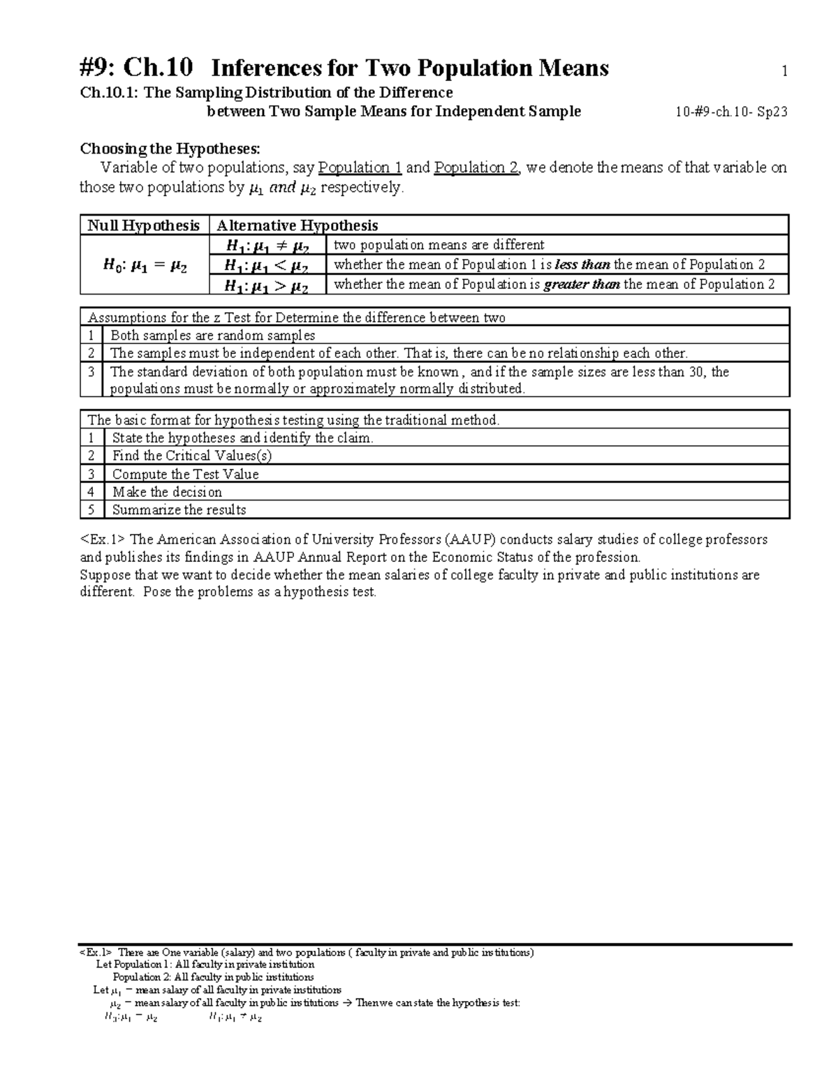 10-#9-ch.10-Sp23 - study guides for intro to stats - #9: Ch Inferences ...