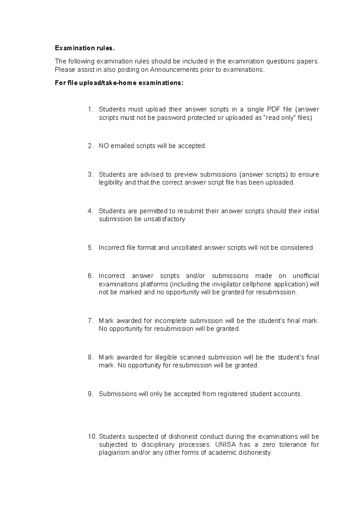 2021 Sep Oct Examination rules - Examination rules. The following ...