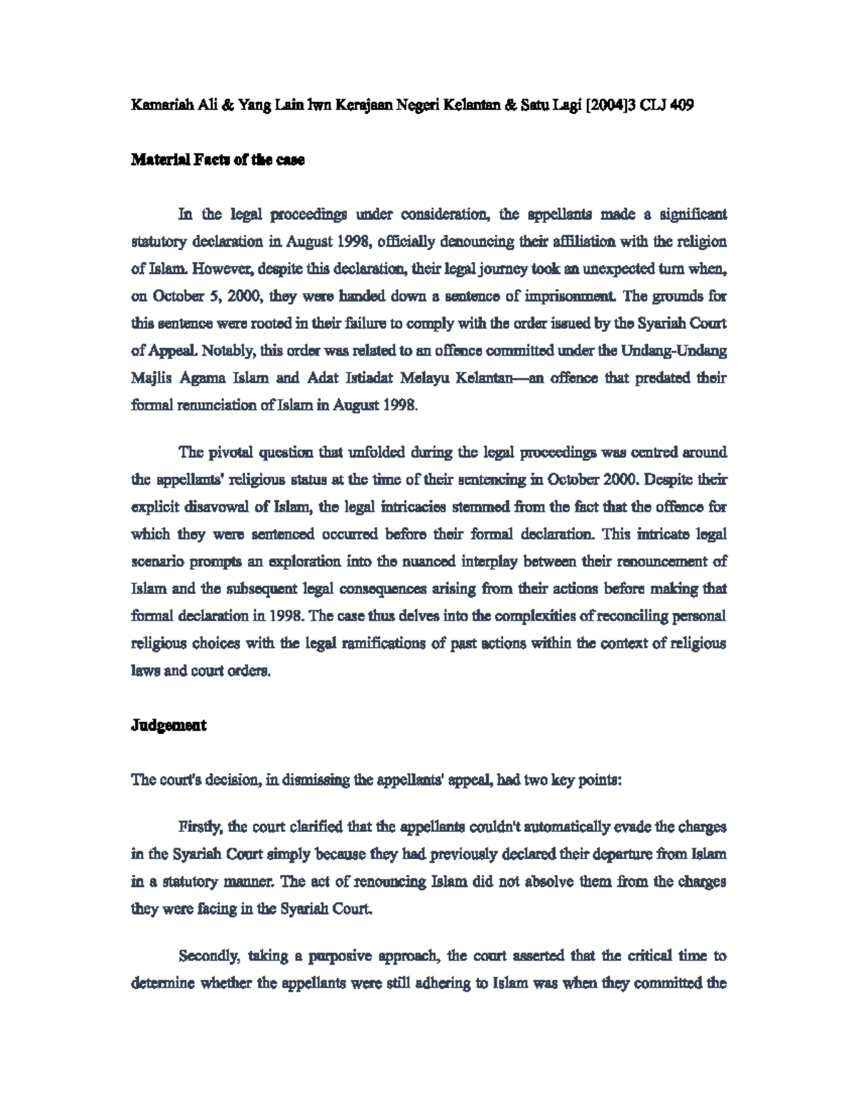 Cases brief - Islamic Criminal Law - Studocu