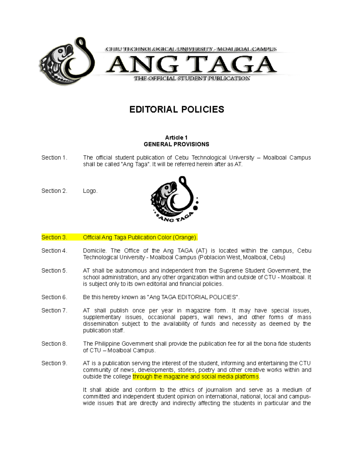 Editorial- Policies - hasy - EDITORIAL POLICIES Article 1 GENERAL ...